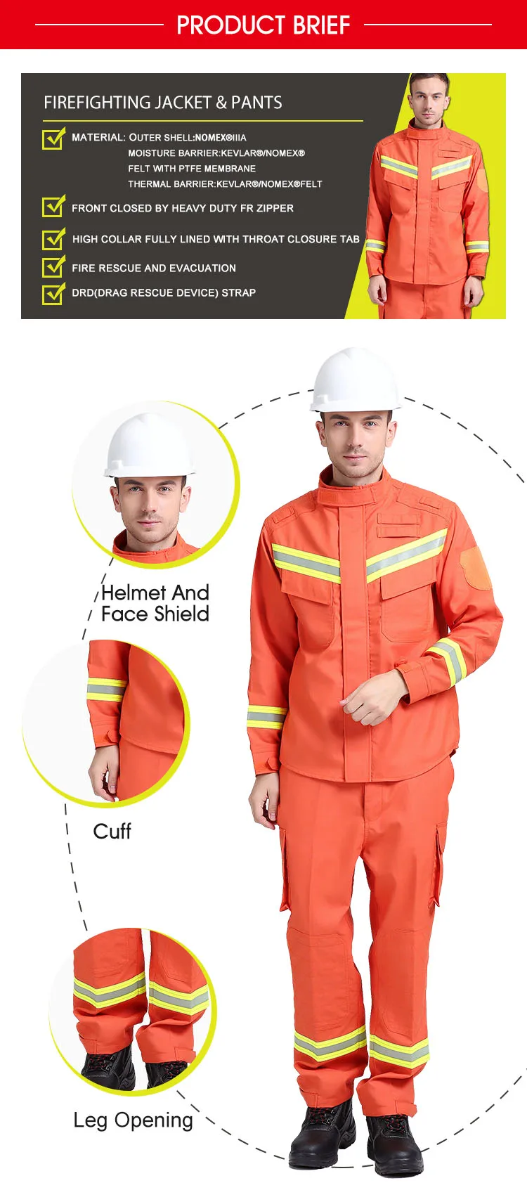 Hot Sale Orange Firefighter Fireproof Overalls In Uniform - Buy ...