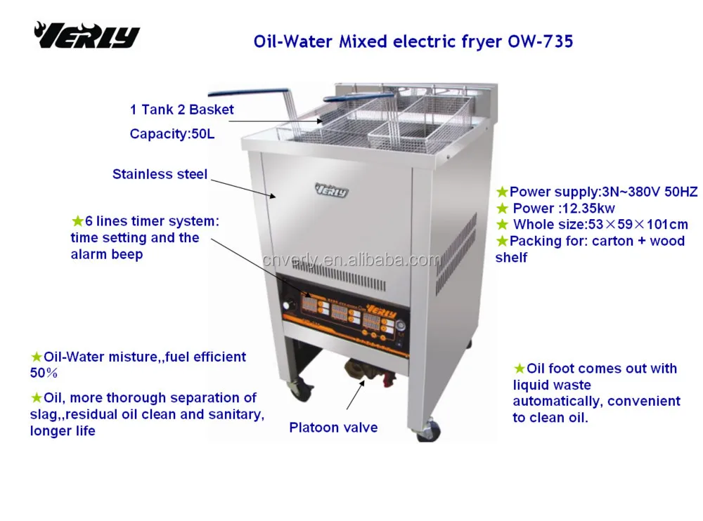 Kitchen Equipment Oil-water Mixed Industrial Electric Deep Fryer Ow-735 ...