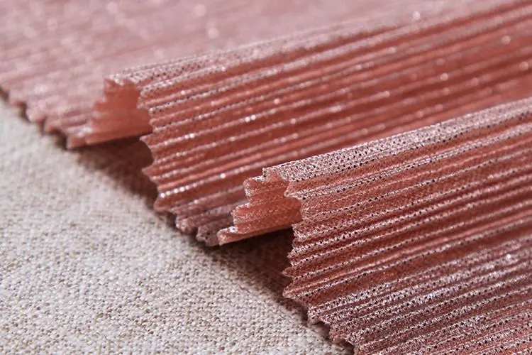 Gold Pleated Fabric - Luxurious 100% Polyester Dress Material