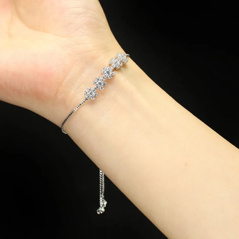 New Design 925 Sterling Silver Adjustable Diamond Cz Bracelet For Women ...