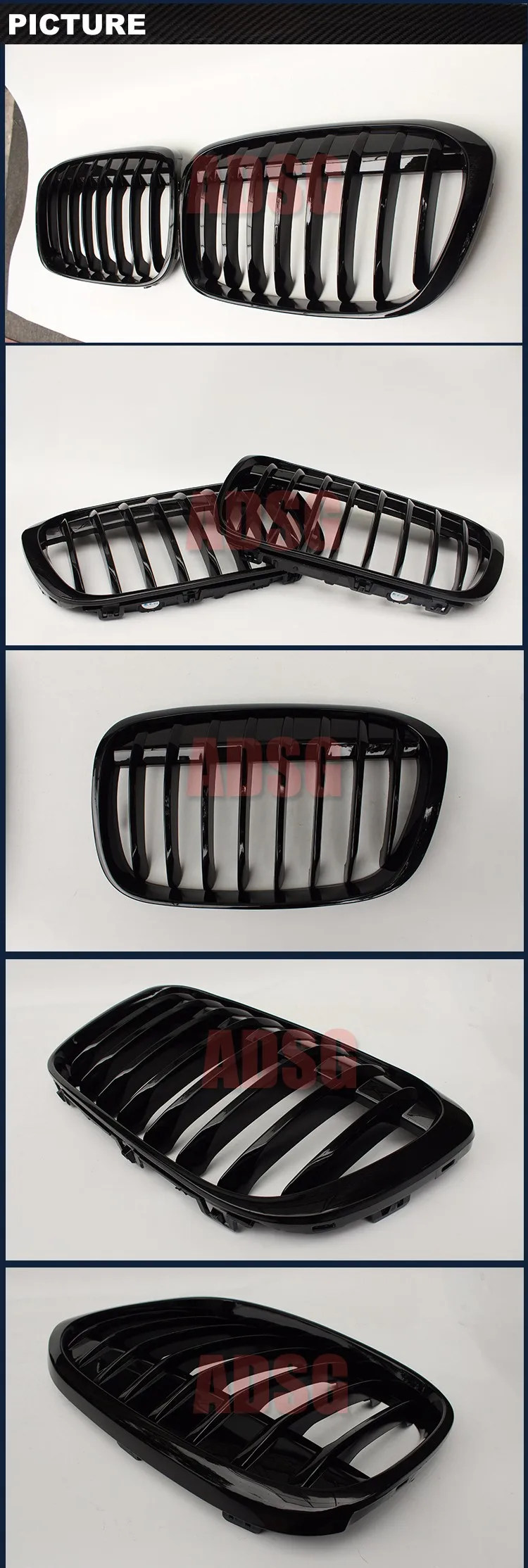 X1 F48 Single Slat Gloss Black Front Kidney Grill Grille For Bmw 2015 ...