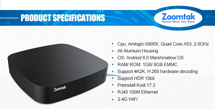 Zoomtak K3 Ott TV box with 1/8 GB plus new amlogic S905X Quad Core TV ...