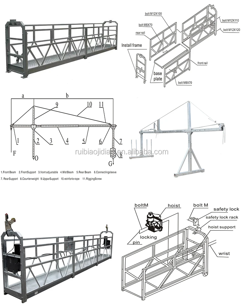 Zlp630 External Wall Painting 100m Rope Suspended Gondola/construction ...