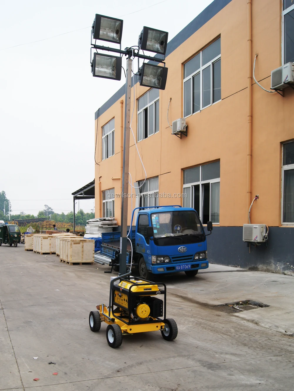 5.5m Industrial Flood Light Portable Movable Lighting Tower With ...
