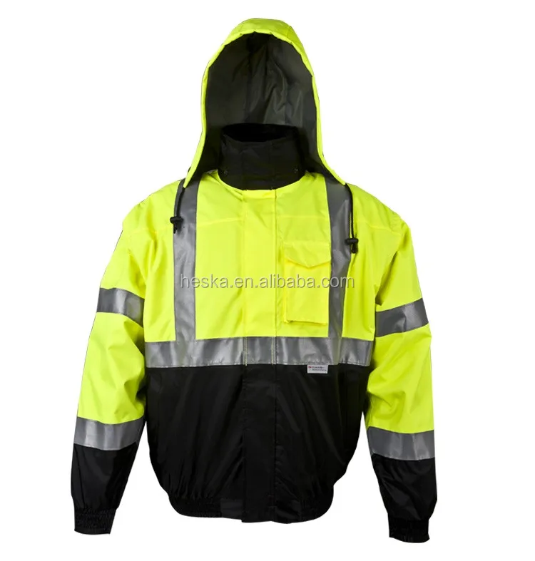 Safety Wear Fluorescent Suits Mens Bomber Jacket With Detachable ...
