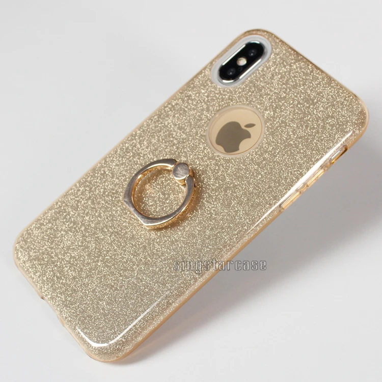 Finger Ring Mobile Back Cover For Iphone X Case,Shining Glitter Phone ...
