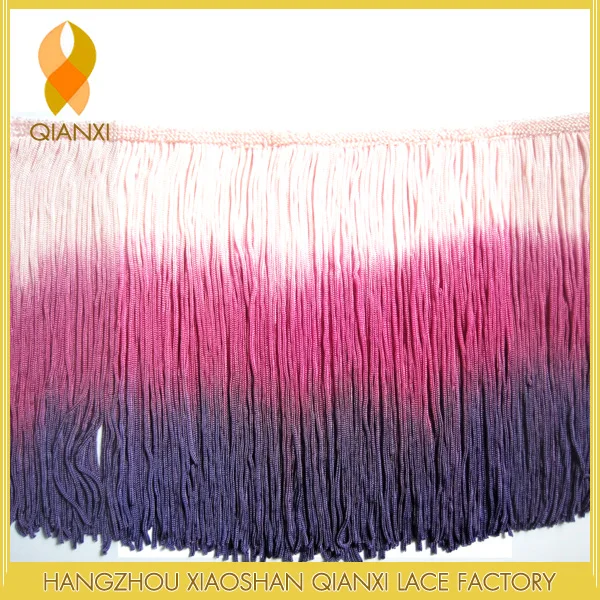 6" Ombre Stretch Fringe Chainette Tri Colored Fringe for Costumes