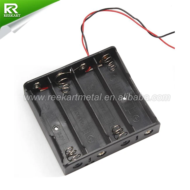 4 Cell 18650 Battery Holder Housing Pp Plastic Black With 150mm 26awg ...