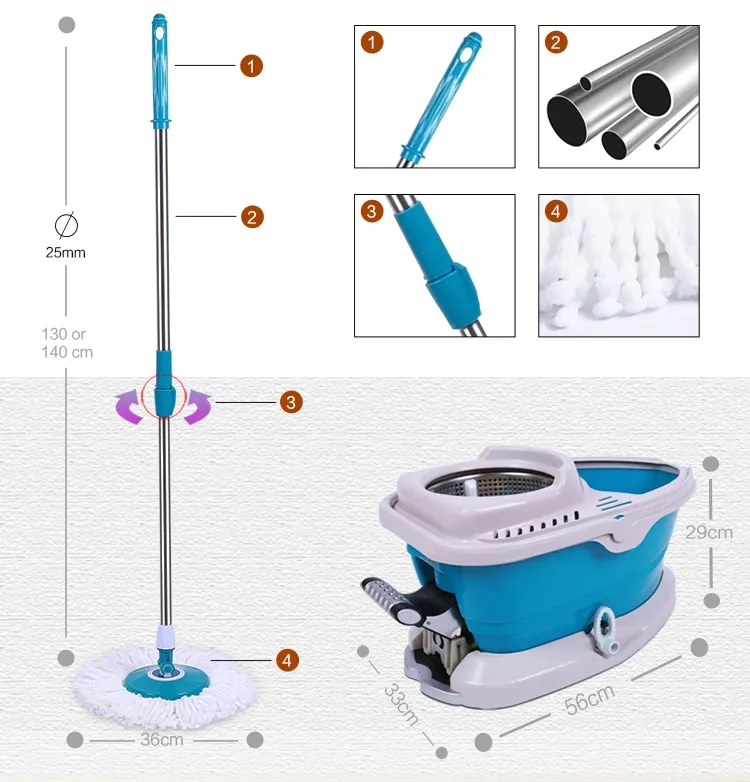 360 Rotating Mop with Magic Foot Pedal - Efficient Cleaning