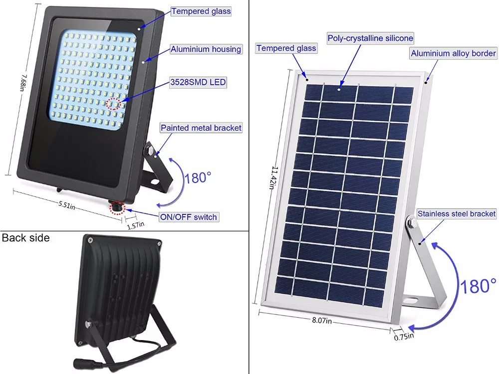 High Quality High Lumen 120led 3w/6w Solar Flood Lights Solar Garden ...