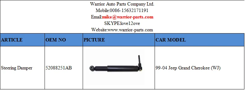 52088251AB New Front Steering Damper for Jeep Grand Cherokee WJ 99-04 ...