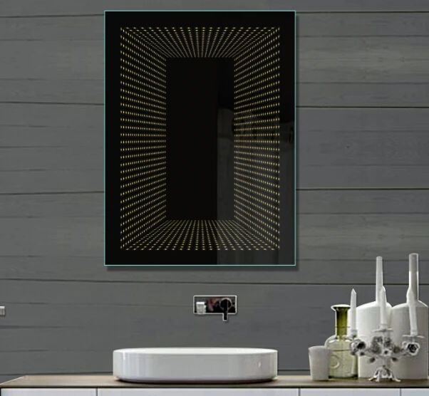 Modern Hotel Decorative Led Infinity Mirror Bathroom With Button Switch ...