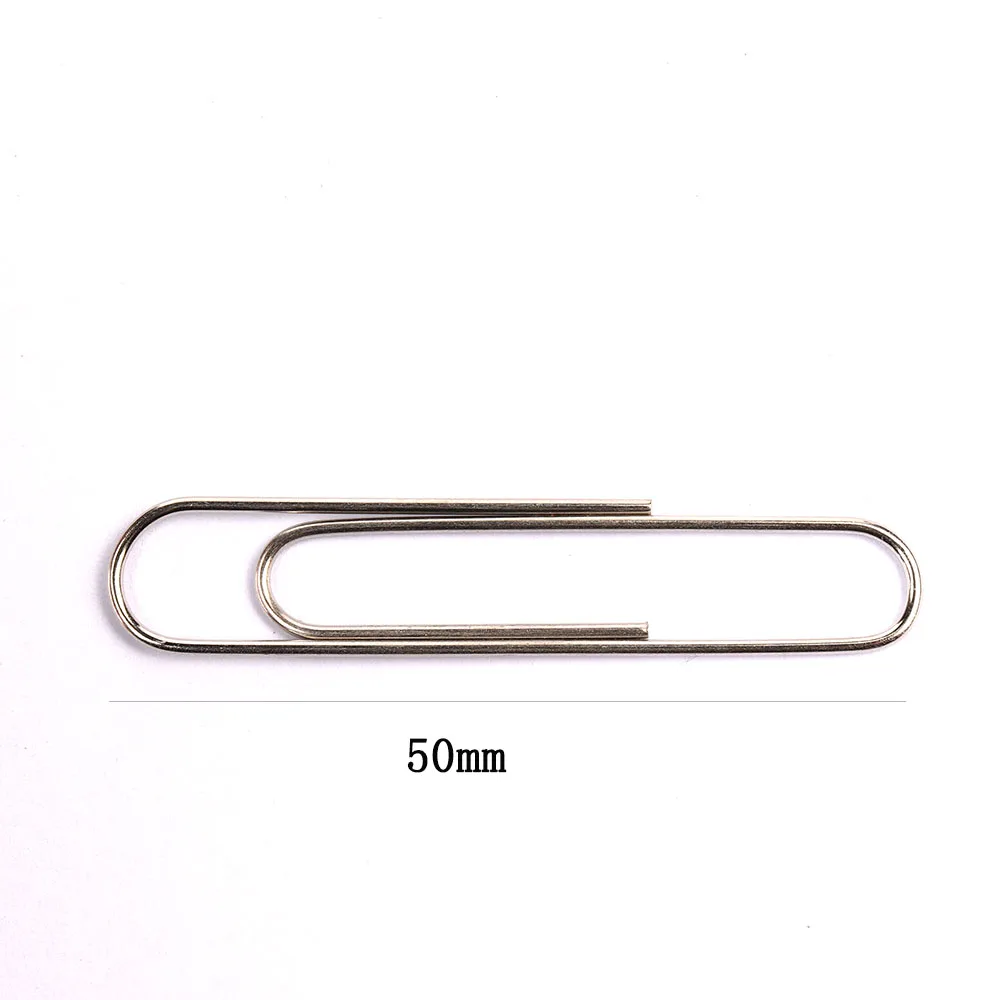 50mm Paper Clips Metal 100pcs Silver Memo Clips For Office Stationery ...