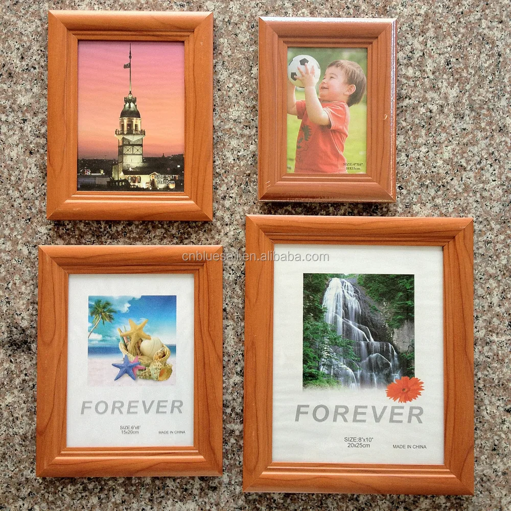 4x6 5x7 6x8 8x10 dark Wood Frame For Wall Photo Frame Mdf Paper Veneer 4pcs Photo Frame In Set 