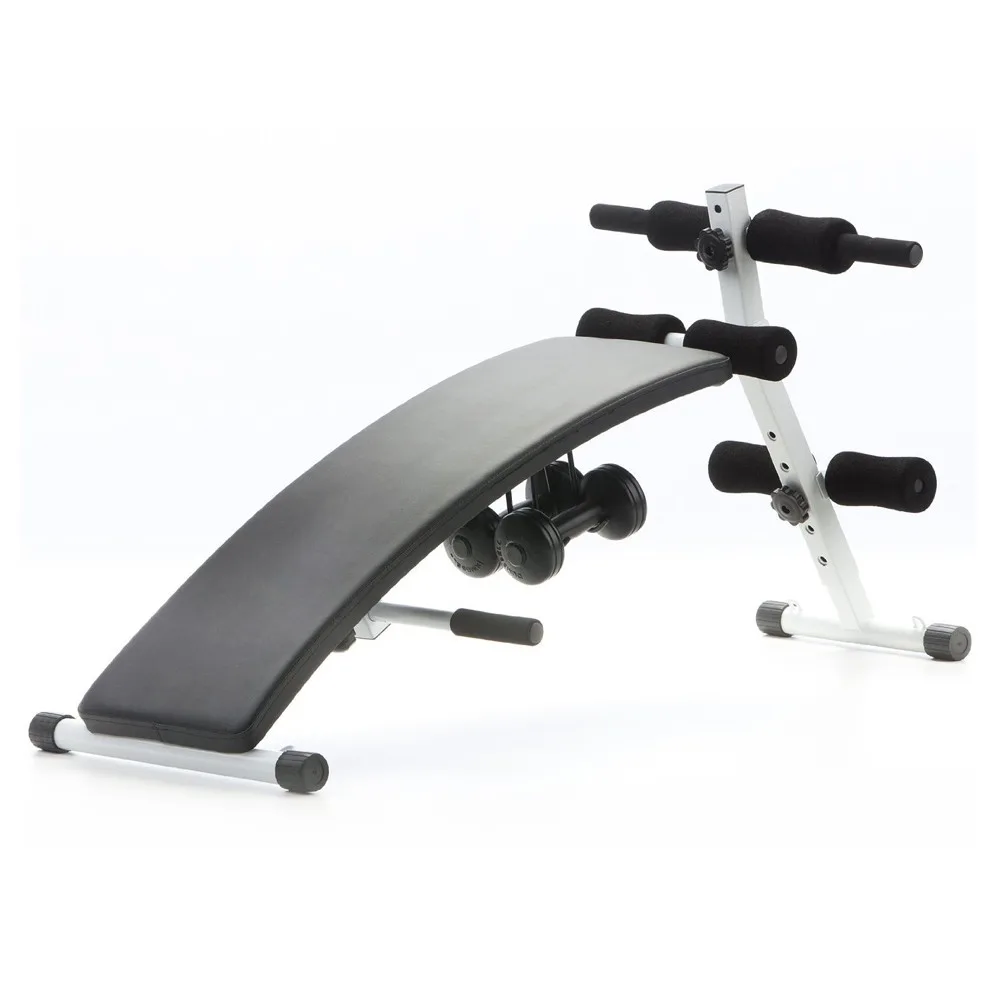 Curved Sit Up Weight Exercise Bench With 2 X 1kg Neoprene Dumbbells & 2 ...