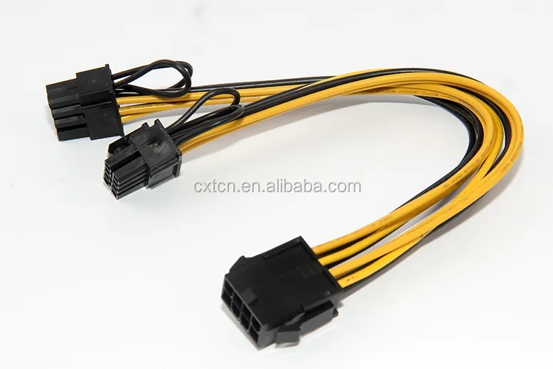 CPU 8 Pin Female to Dual PCI-E PCI Express 8pin 6+2 Pin Male Power ...