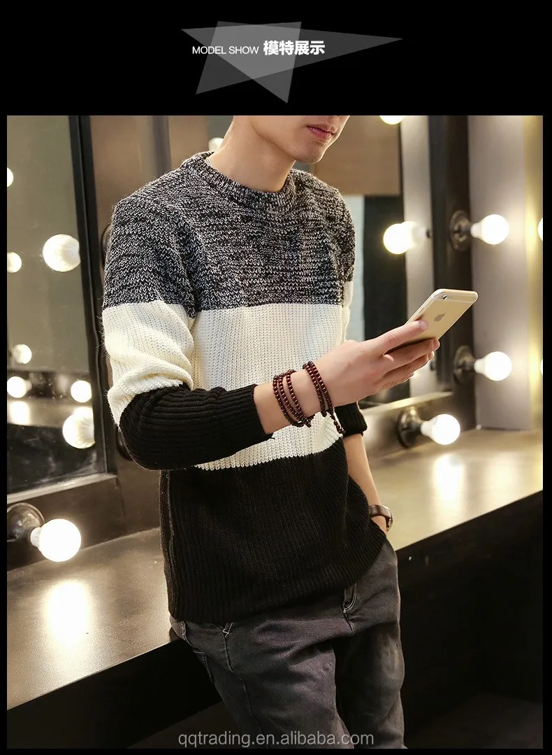 3gg Round Collar Pullover Casual Clothing Red White Striped Men ...