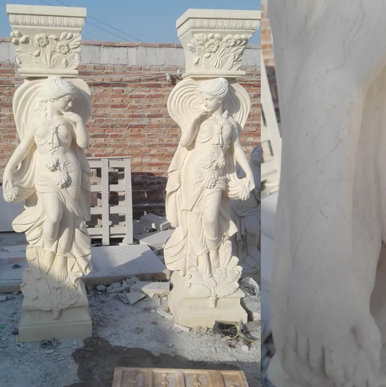 Large Size White Marble Roman Pillar for Decoration