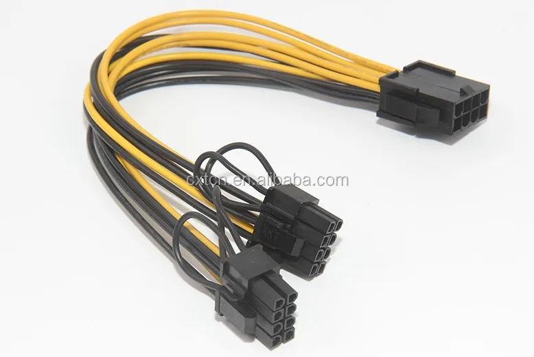 CPU 8 Pin Female to Dual PCI-E PCI Express 8pin 6+2 Pin Male Power ...