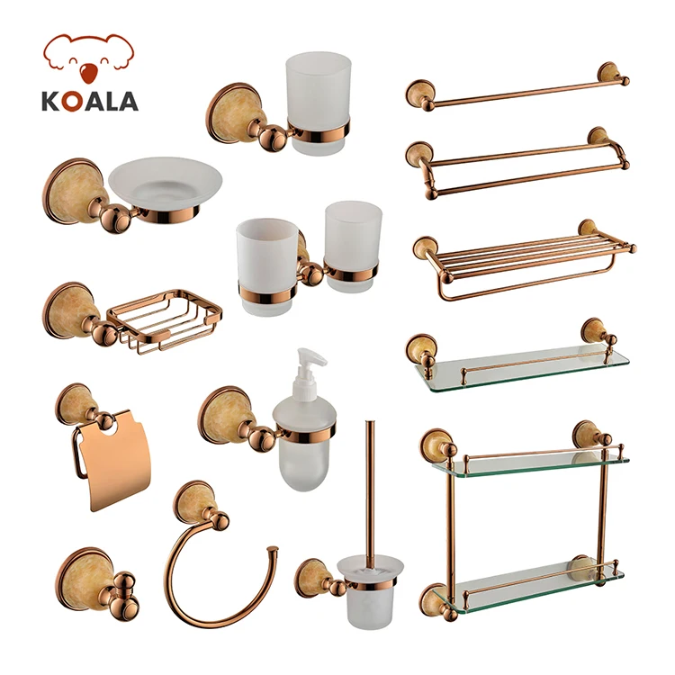 Square Brass Glass 12pc Hotel Sanitary Hardware Set Bathroom Toilet ...