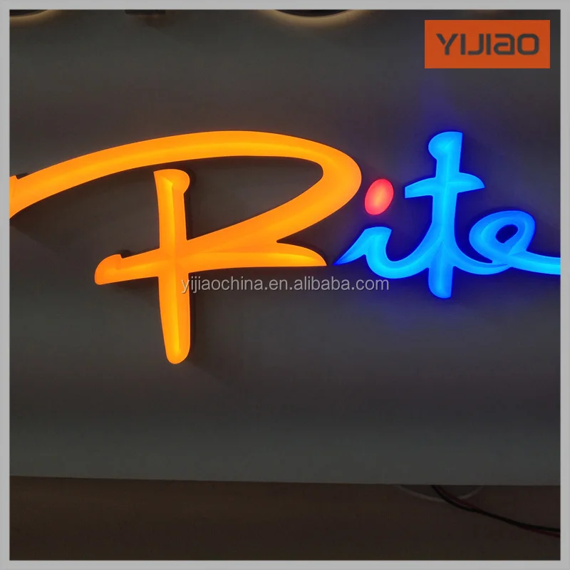 Small Colorful Acrylic Sign Letters Illuminate Channel Letter Neon Sign ...