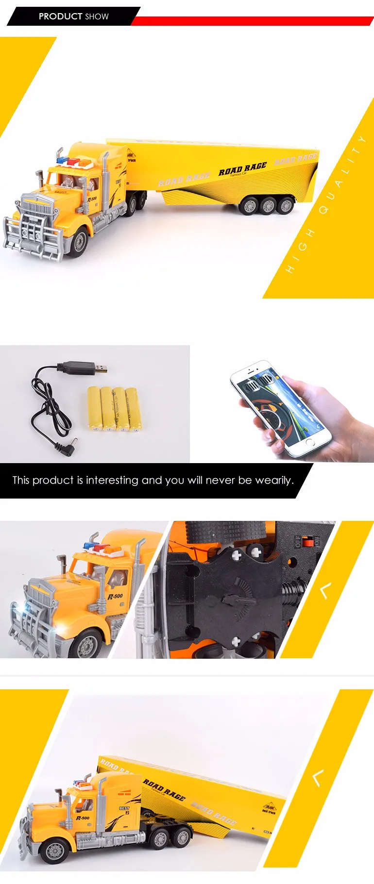 Kids Remote Control Toy App Controlled Model Truck 4ch Rc Container ...