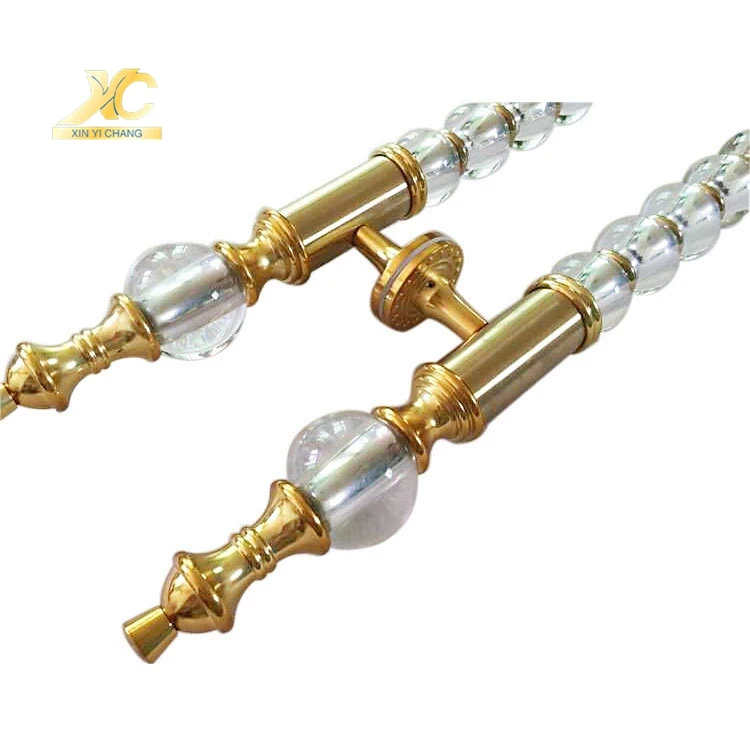 Crystal Gold Tempered Glass Door Handle Stainless Steel Italian Antique ...
