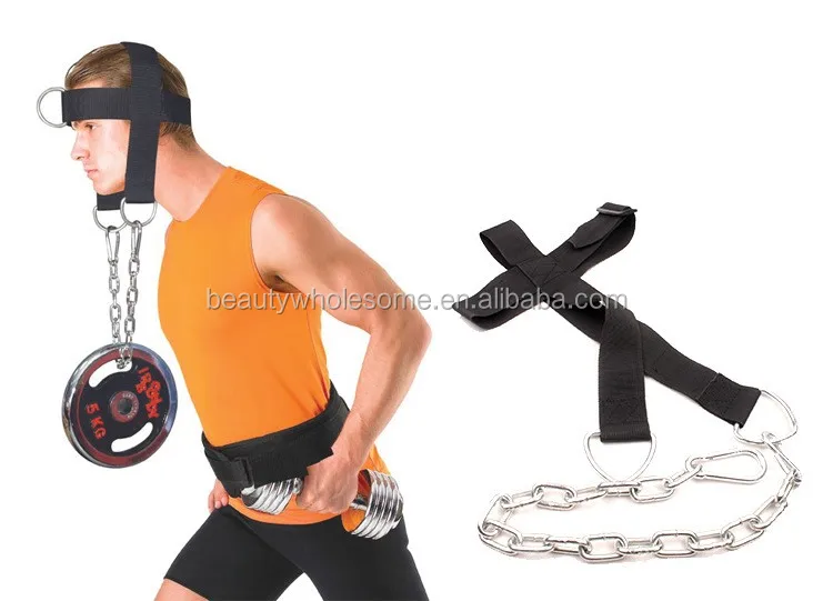 Fully Adjustable Nylon Strap Head Harness Belt Neck Weight Lifting ...