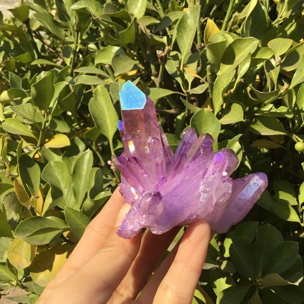 Natural Electroplate Lilac Colour Aura Quartz Crystal Cluster Lilac ...