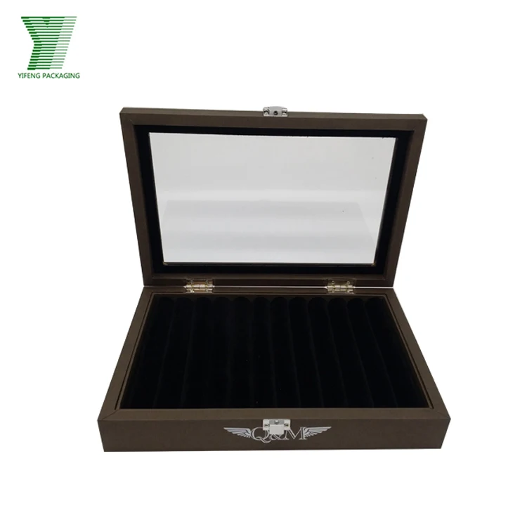 Luxury PU Leather Wooden Display Box with Compartments and clear Window ...