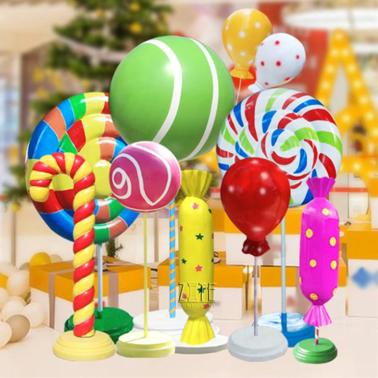 Beautiful Outdoor Resin Candy Statue Fiberglass Lollipop Sculpture ...