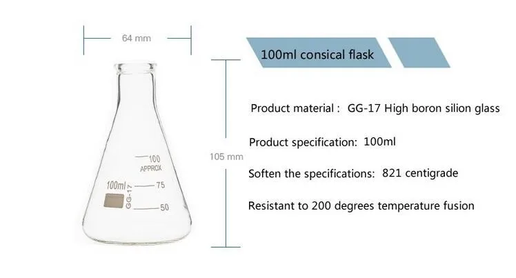 Clear Glass100ml Measuring Conical Flask With Spout For Lab Use - Buy ...