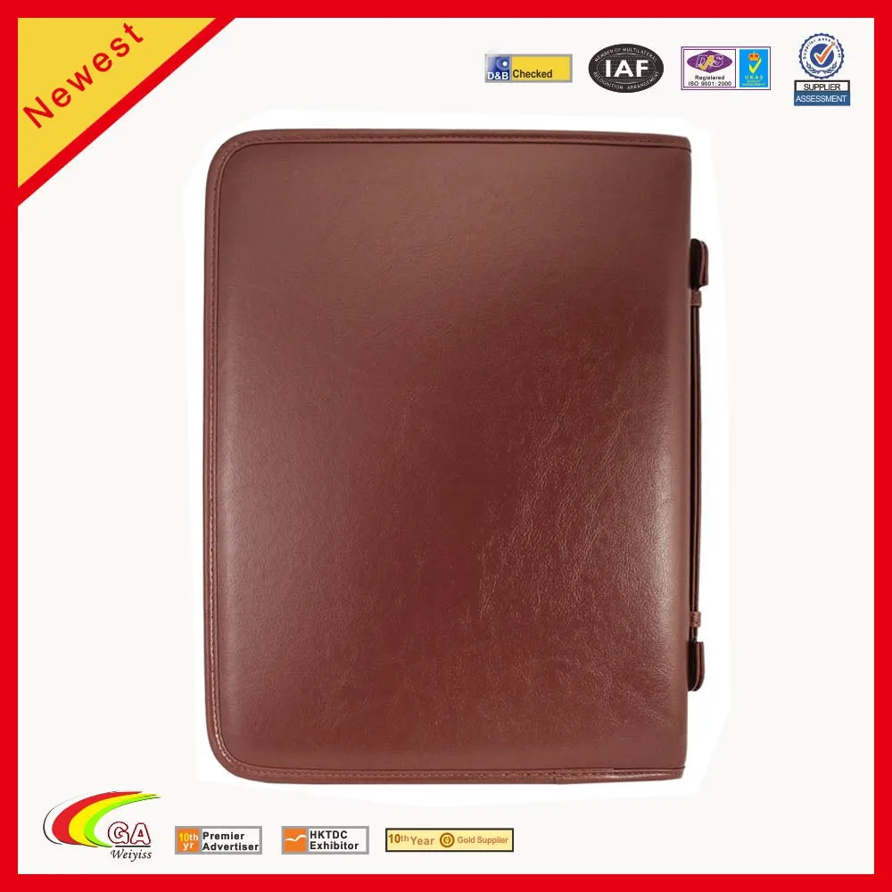 Brown Leather Zippered Executive Ring Binder - A3 File Folder Art ...
