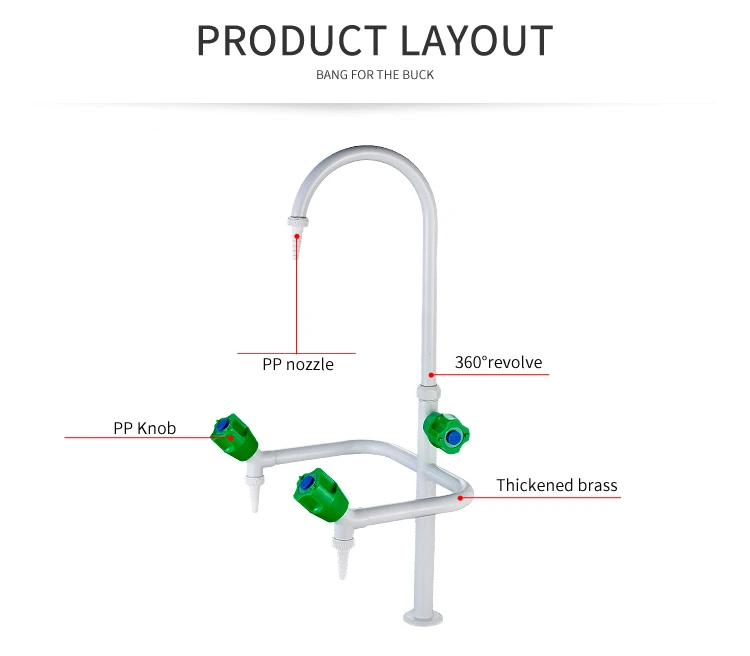 3301a Solid Brass 3 Way Laboratory Water Faucet Tap Fitting With Pp ...