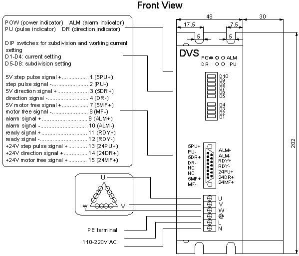 DVS3722B Stepper Driver - 3 Phases, 220vac, 7A Performance