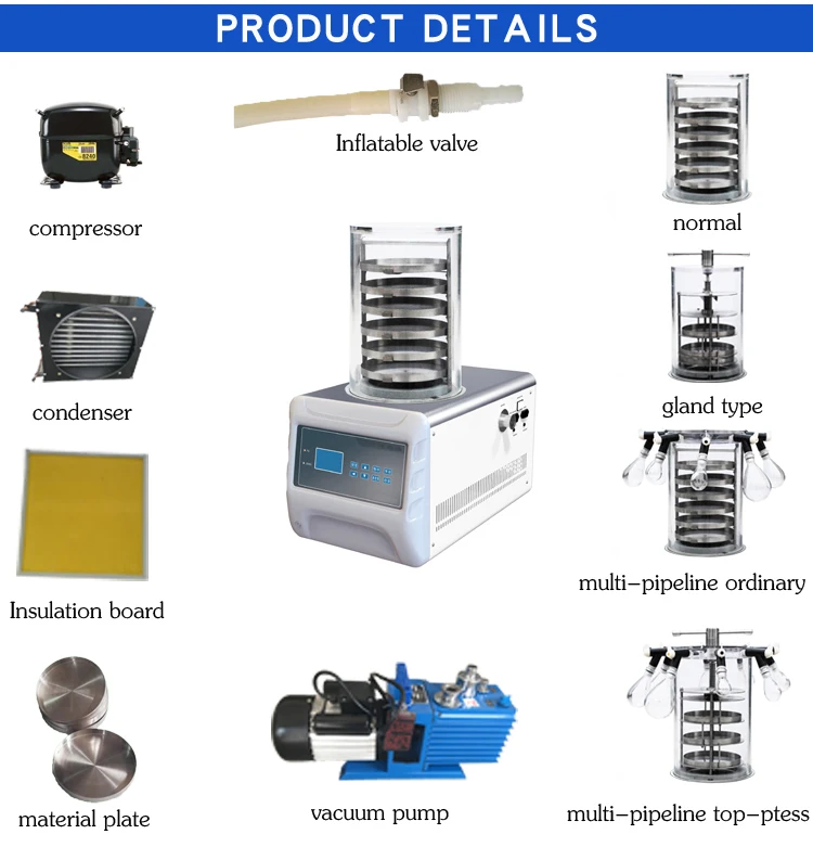 50c Tabletop Desktop Benchtop Lyophilizer Vaccum Lab Vacuum Freeze ...