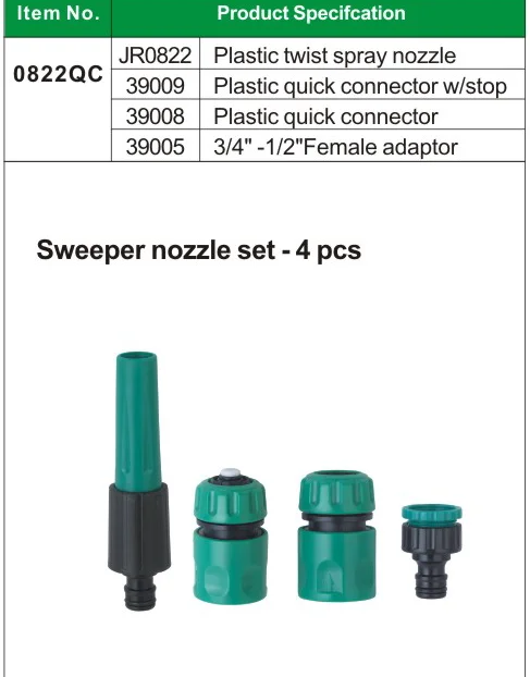 Sweeper Nozzle Set 4pcs Quick Connector Adaptor Plastic Spray Nozzle ...