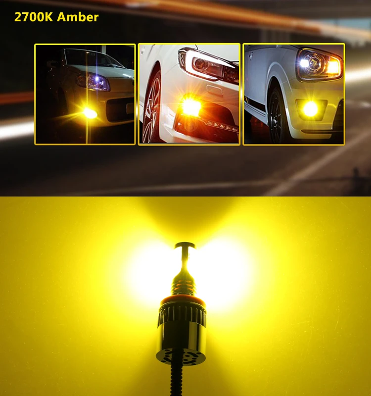 8400 Lumen Linear Yellow Amber Color 2700k H11 Led Headlight Bulb With ...