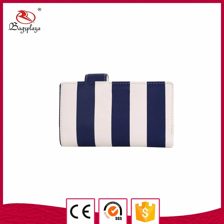 Deep Blue And White Stripe Color Wallet With Pen Holder Women Wallets ...