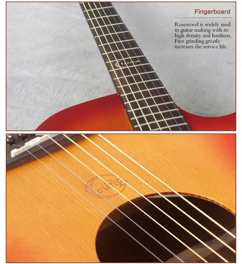 Eastun Steel Metal Chrome Headmachine Rosewood Fingerboard Guitar