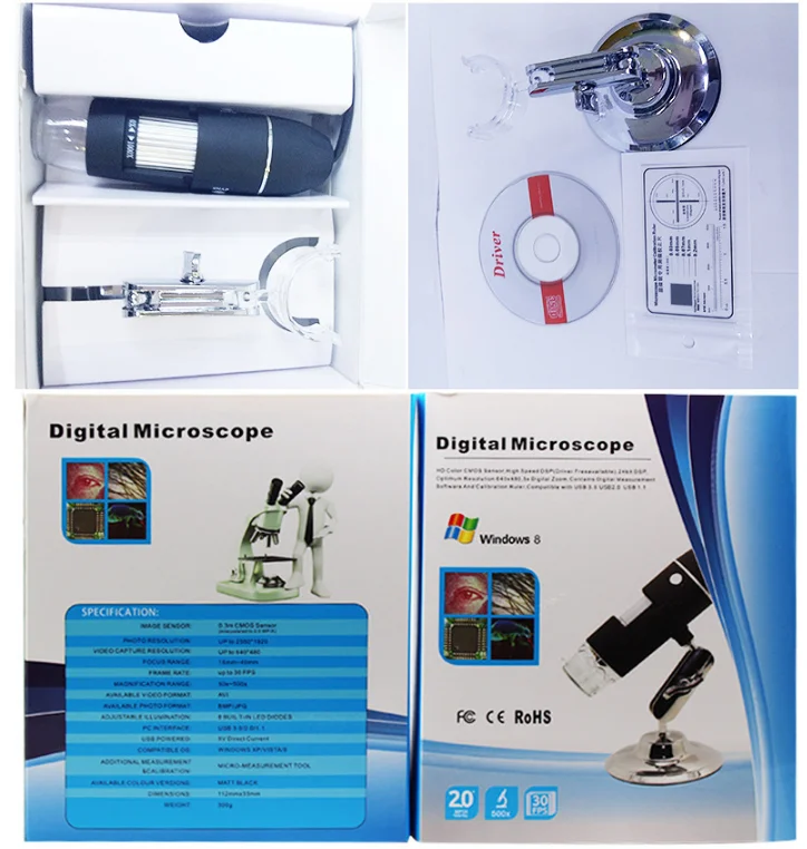 1000 times electron microscope 8LED USB digital electron microscope ...