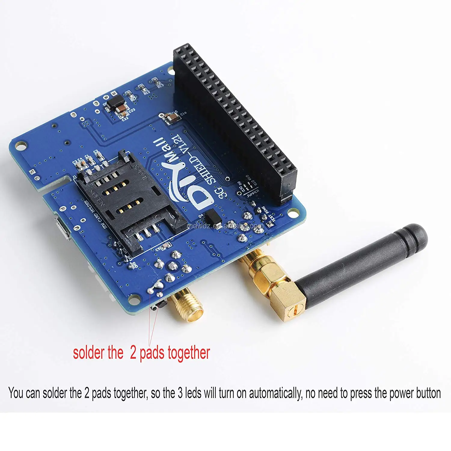 บอร์ดขยายสัญญาณ3G,โมดูล SIM5320A WCDMA GSM GPRS GPS RPI + เสาอากาศ SMA ...