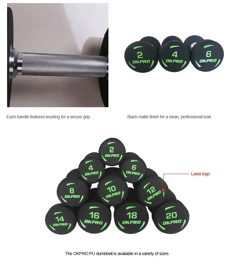 Commercial Dumbell Weights Set Gym Equipment Fitness Black Pu Round ...