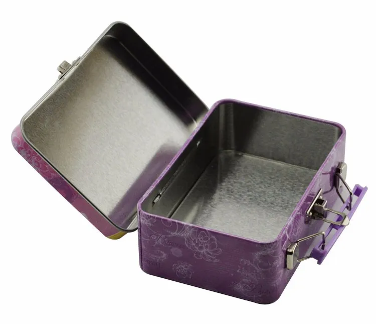 Customized Kids Rectangle Tin Box With Handle And Latch - Buy Tin Box ...