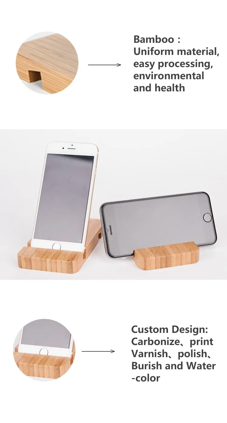Bamboo Phone Holder Can Custom Logo For Company Business Gift Wood Cell ...
