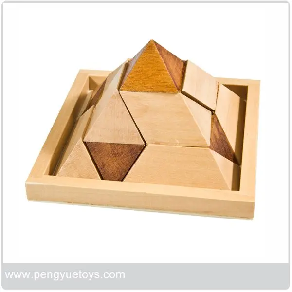 Intelligent Wood Pyramid Puzzle Rainbow Colored Triangle Pyramid ...