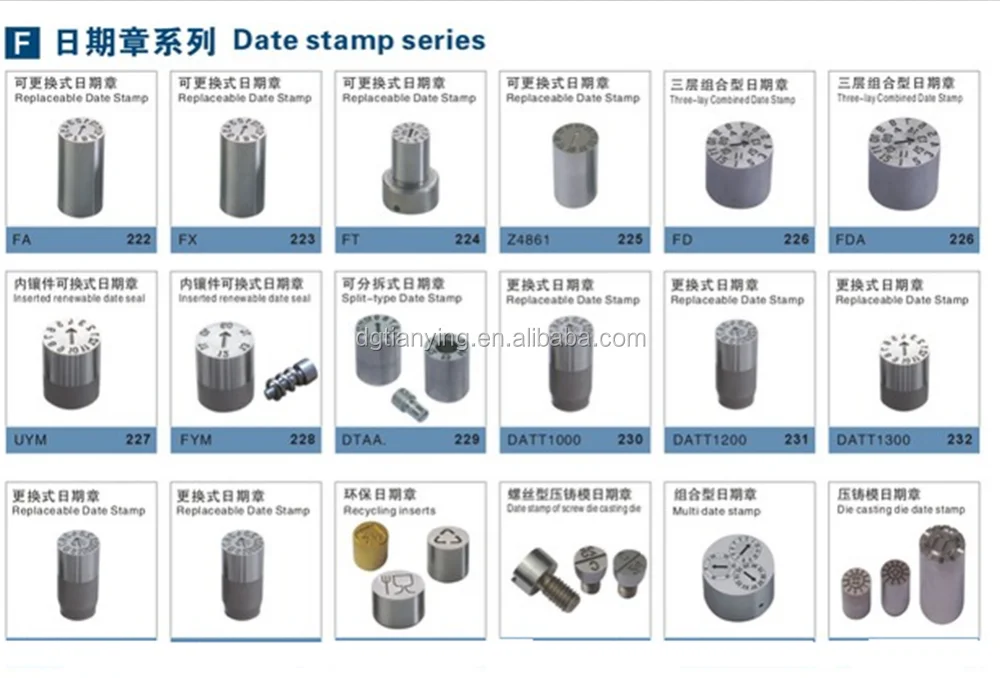 Z4861 Type Hasco Standard Injected Part Mold Date Code Inserts Date ...