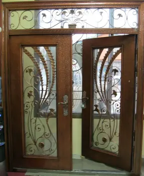 Stainless Steel Frame Glass Door Fancy Doors With Decorative Iron Glass ...
