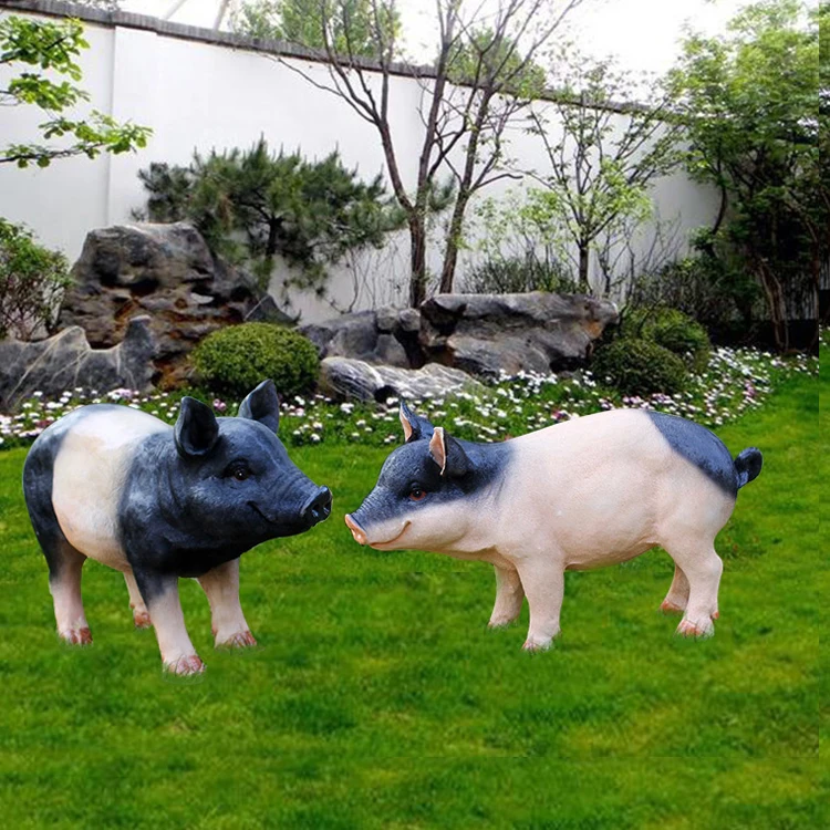 Outdoor Home Garden High Quality Animal Life Size Fiberglass Pig Statue