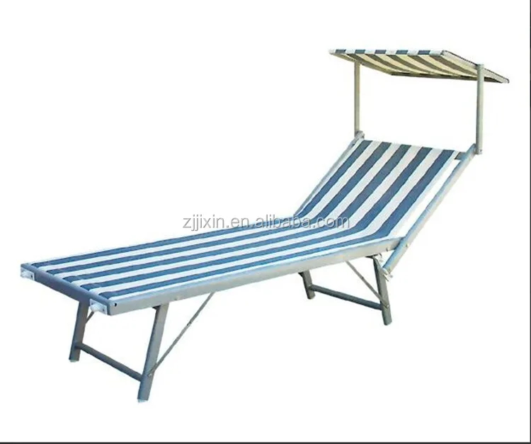 Outdoor Patio Portable Folding Bed With Sunshade Beach Sun Chaise ...